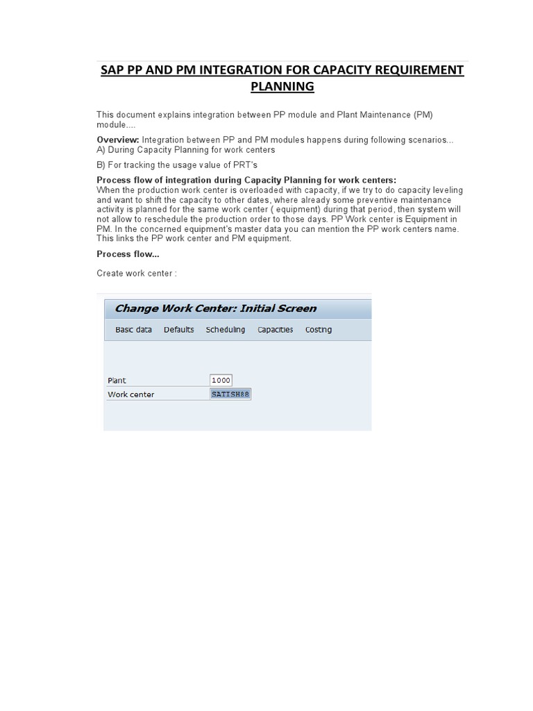 Capacitiy Planning in Sap PM | PDF | Computer Science | Information ...