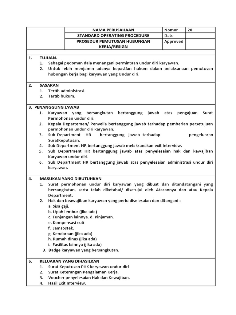 SOP PHK Atau Resign | PDF