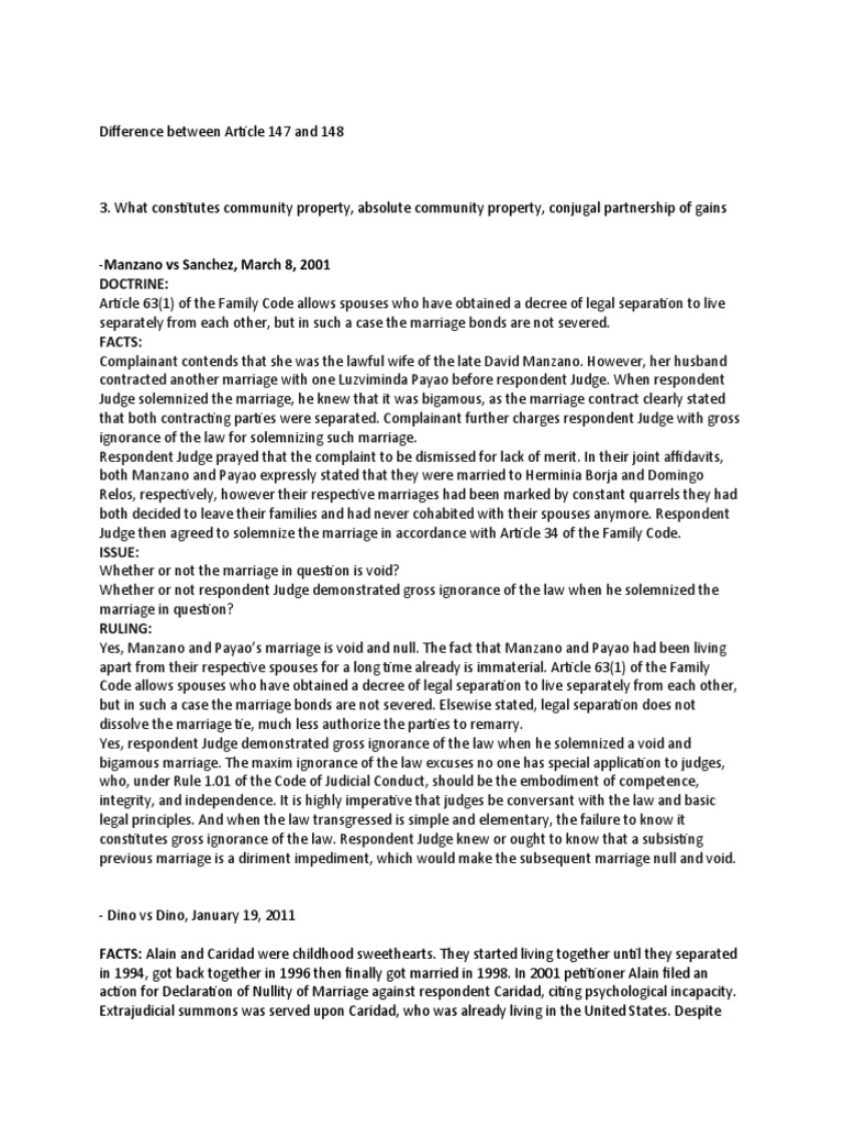 Difference Between Article 147 and 148 | PDF | Annulment | Marriage