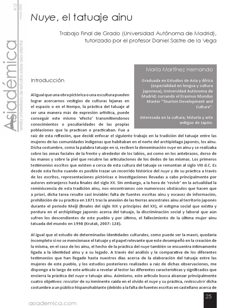 El Tatuaje Ainu | PDF | Tatuaje | Japón