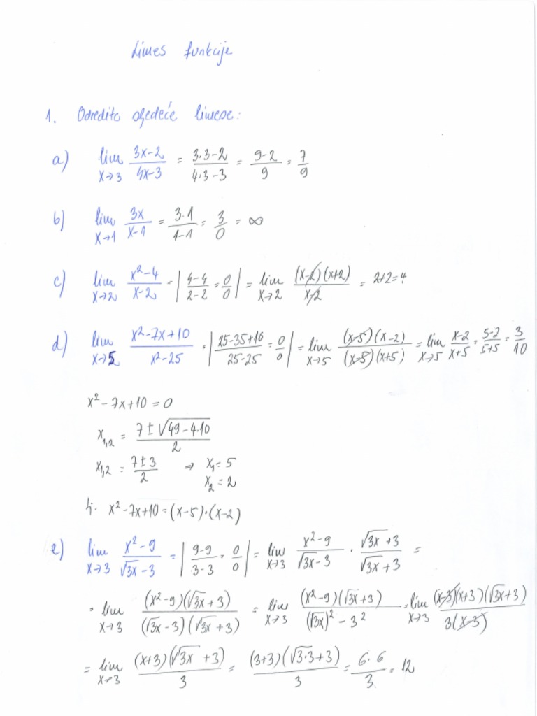 44limes Funkcije - Zadaci | PDF