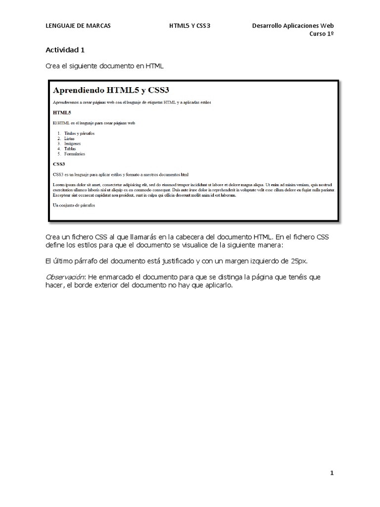 1 Actividad HTML CSS | PDF