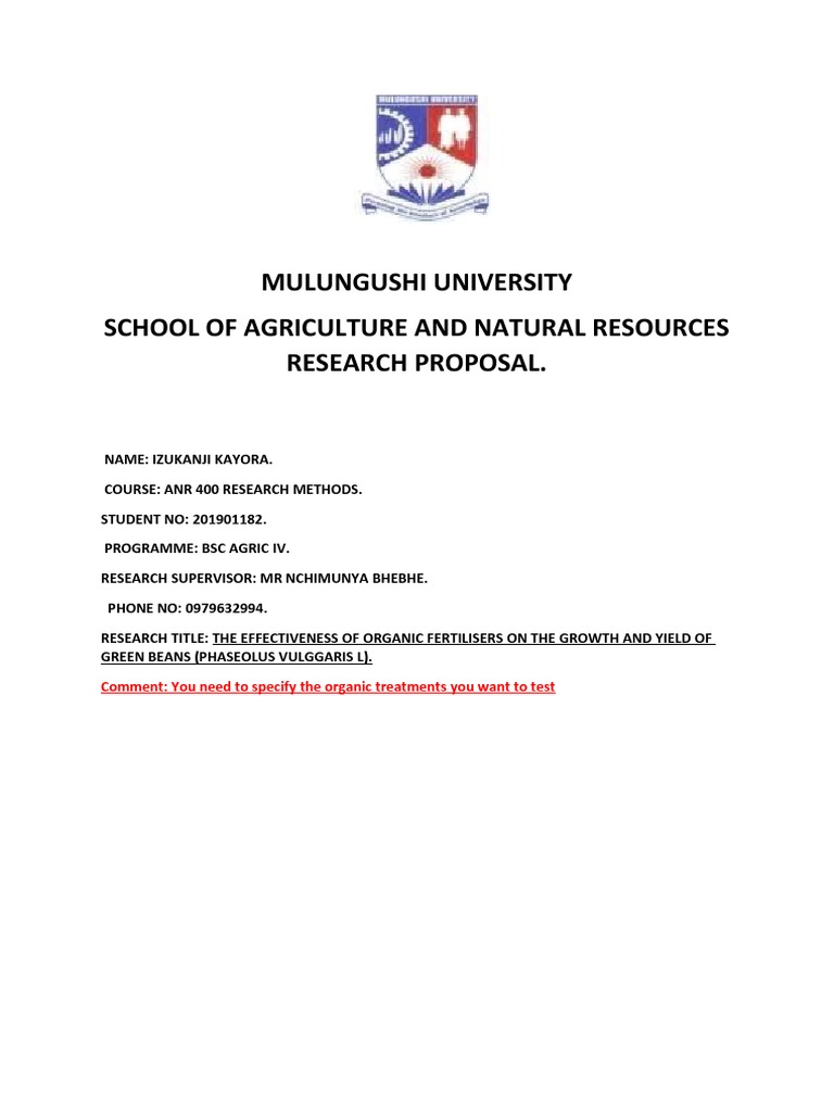 RESEARCH PROPOSAL (Corrected) | PDF | Fertilizer | Soil