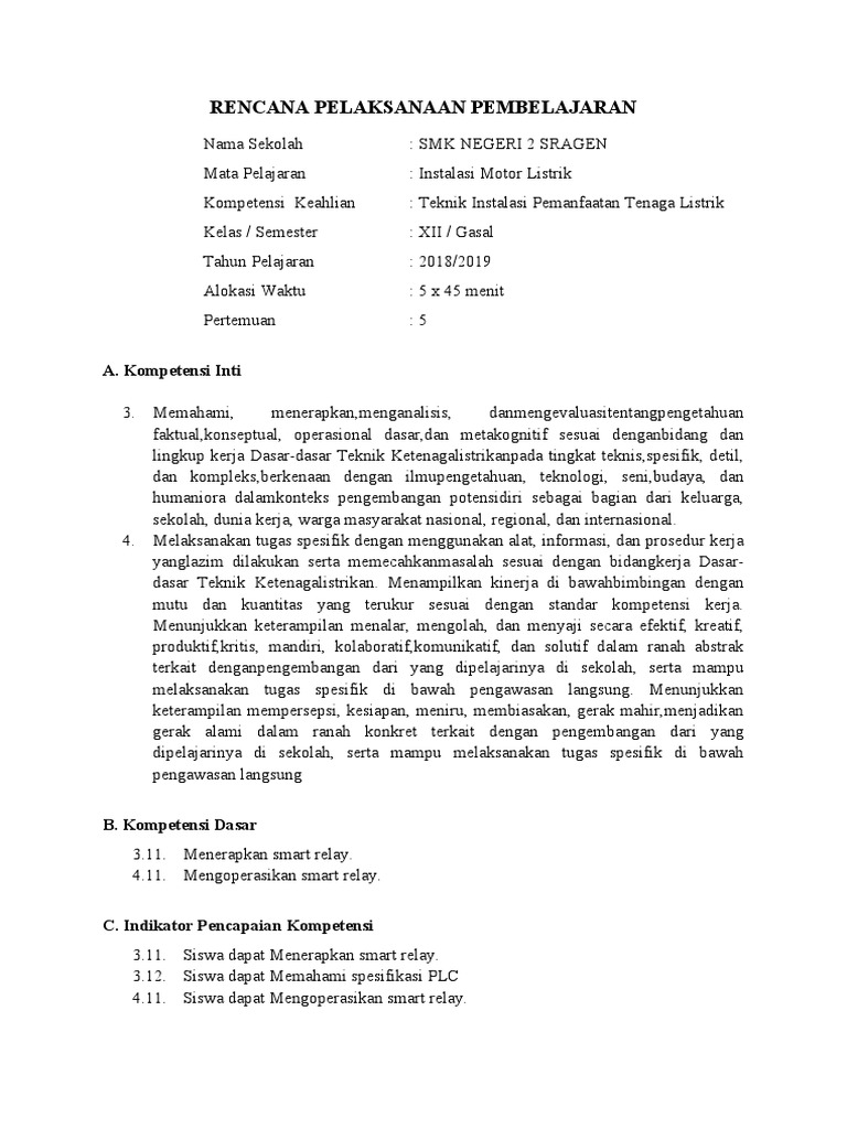 RPP Iml Kelas Xii-5 | PDF