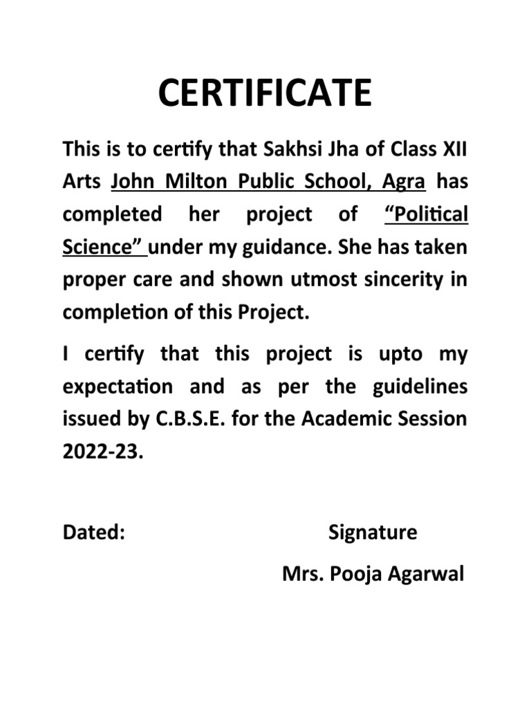 Certificate School Project | PDF