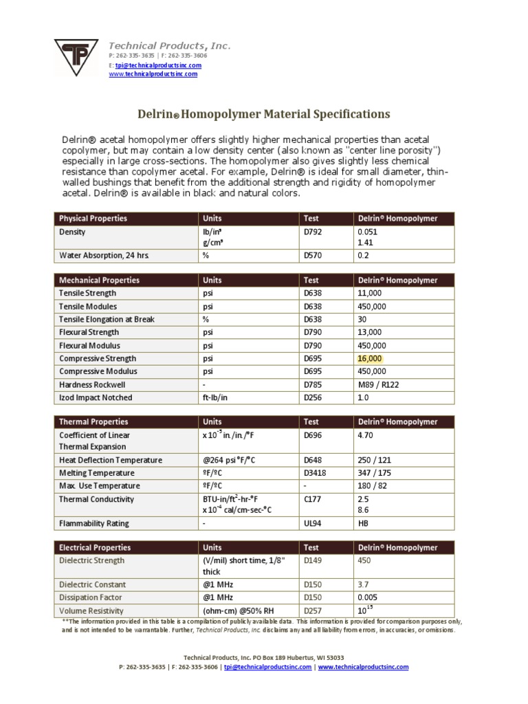Delrin - Mechanical Property | PDF | Polymers | Strength Of Materials