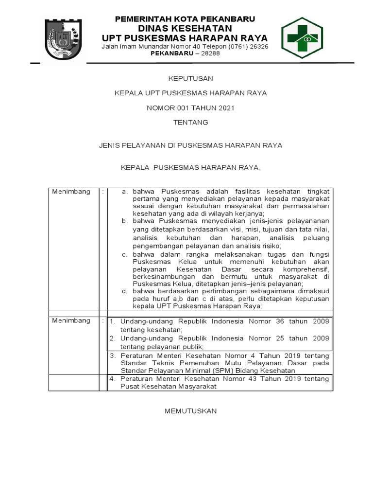 Ep 2. SK Jenis Jenis Pelayanan | PDF