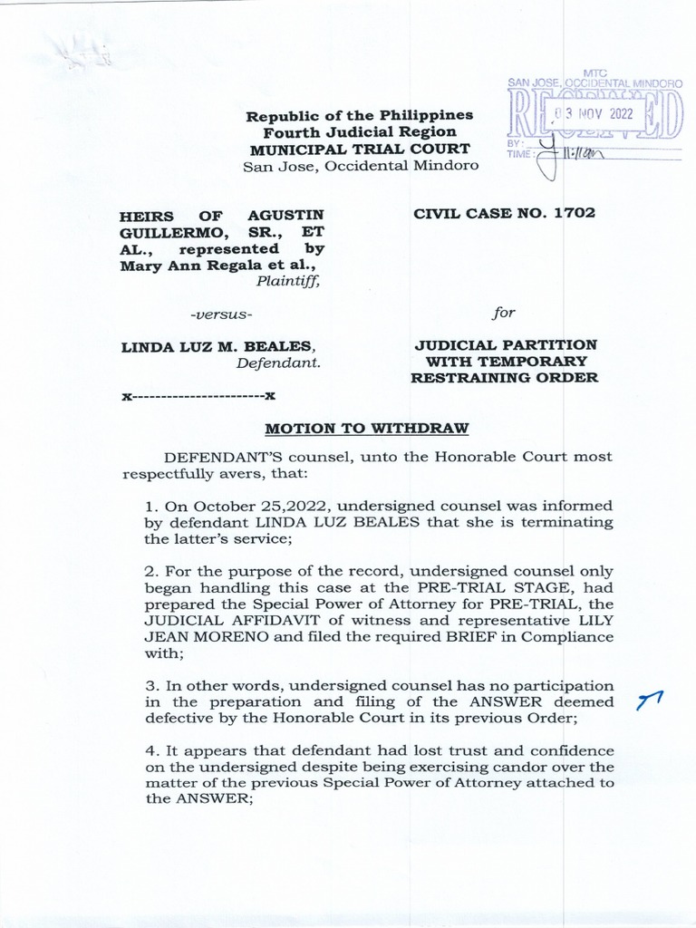 Motion To Withdraw | PDF