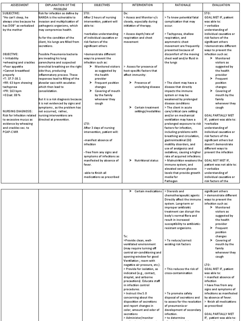 Risk For Infection - NCP | PDF | Infection | Pneumonia