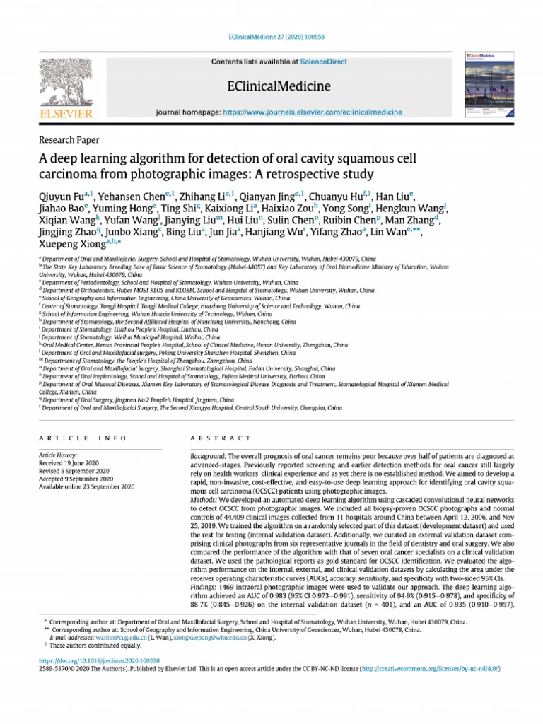 A Deep Learning Algorithm For Detection Of Oral Cavity Squamous Cell