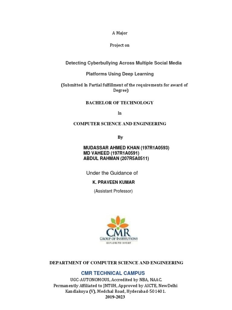 Detecting Cyberbullying Across Multiple Social Media Platforms Using Deep LearningAbstract | PDF