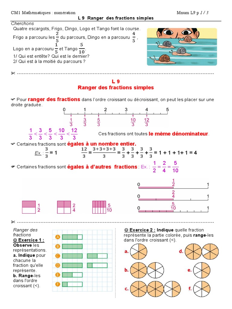 CM1 L9 Ranger Des Fractions Simples 2020 | PDF | Notation | Lexicologie