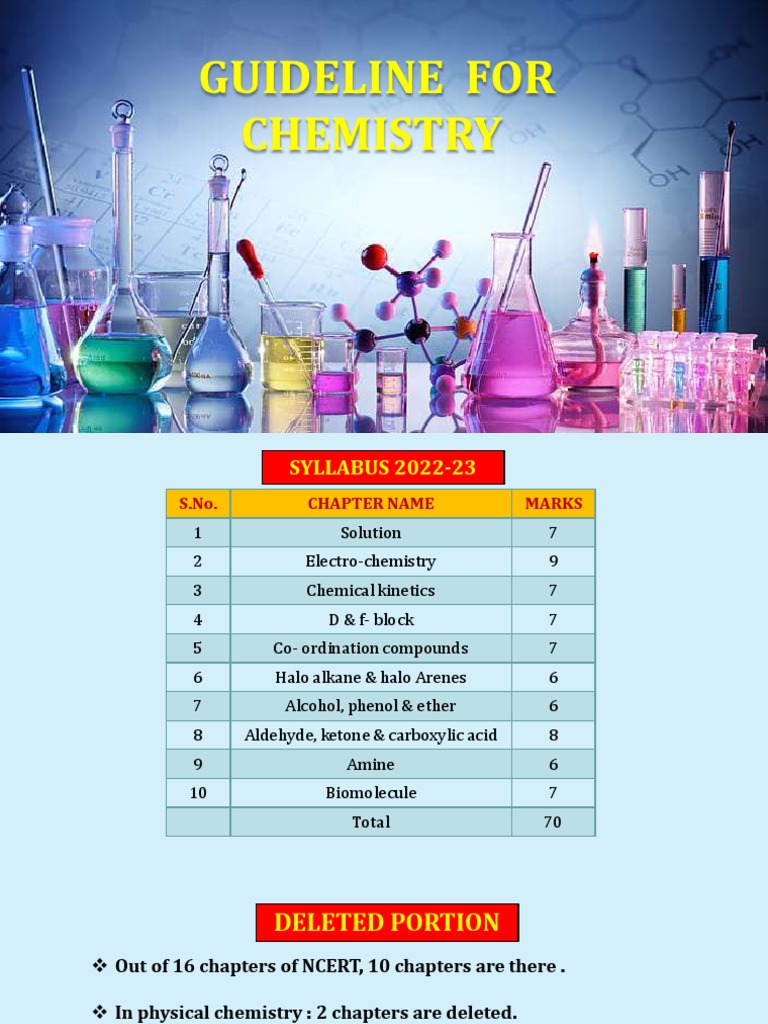 GUIDELINES FOR CHEMISTRY SYLLABUS 2022-23 | PDF | Chemistry | Physical ...
