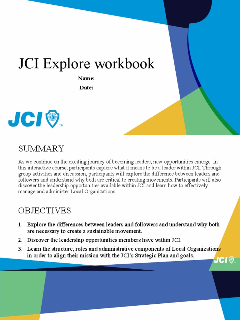 JCI Explore Workbook | PDF | Leadership | Experience