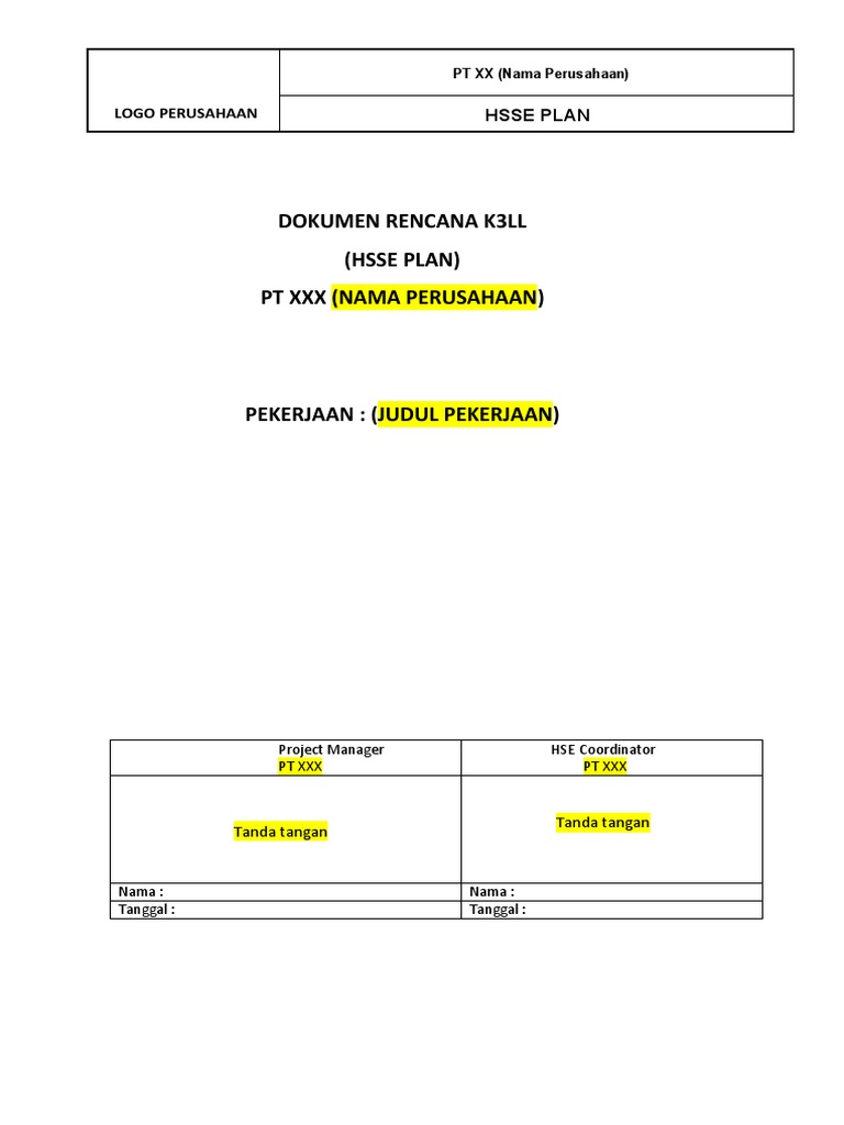 Draft HSSE Plan | PDF