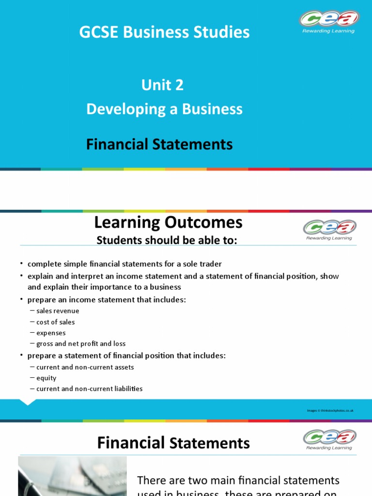 Unit 2 Financial Statements | PDF | Balance Sheet | Income Statement