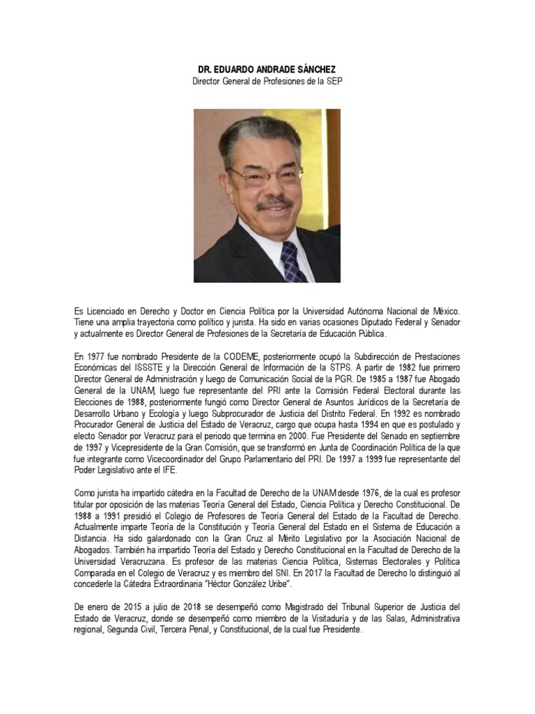 DR Eduardo Andrade Sanchez | Descargar gratis PDF | Gobierno | Gobernancia