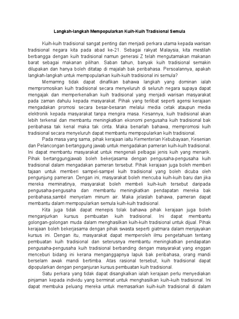 Karangan Kuih Tradisional | PDF