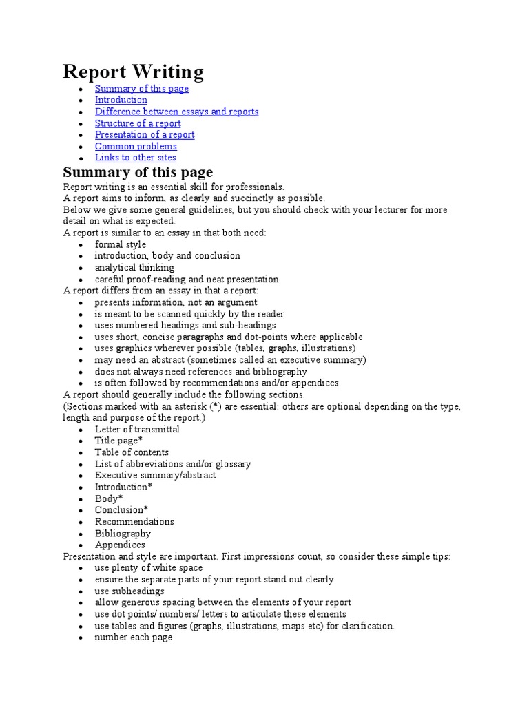 Report Writing | Download Free PDF | Essays | Bibliography