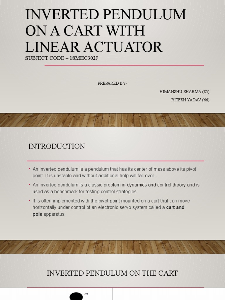 Inverted Pendulum On A Cart With Linear Actuator Pdf Control Theory