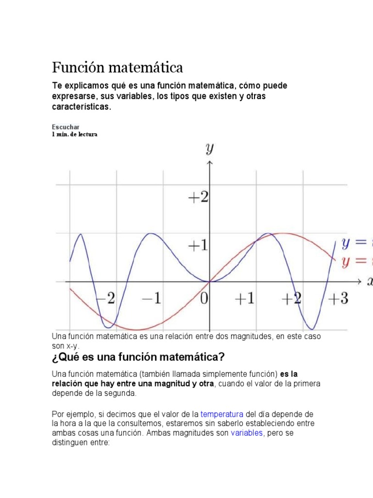 Función Matemática | PDF | Función (Matemáticas) | Límite (Matemáticas)