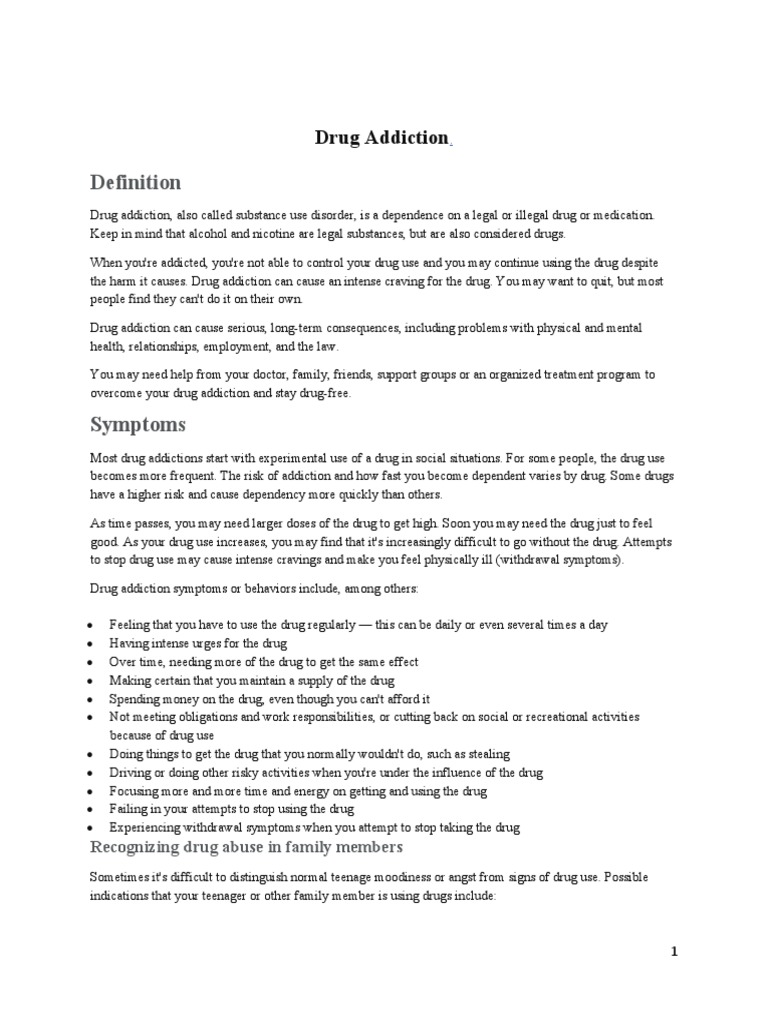 Drug Addiction Signs | PDF | Substance Abuse | Substance Use Disorder