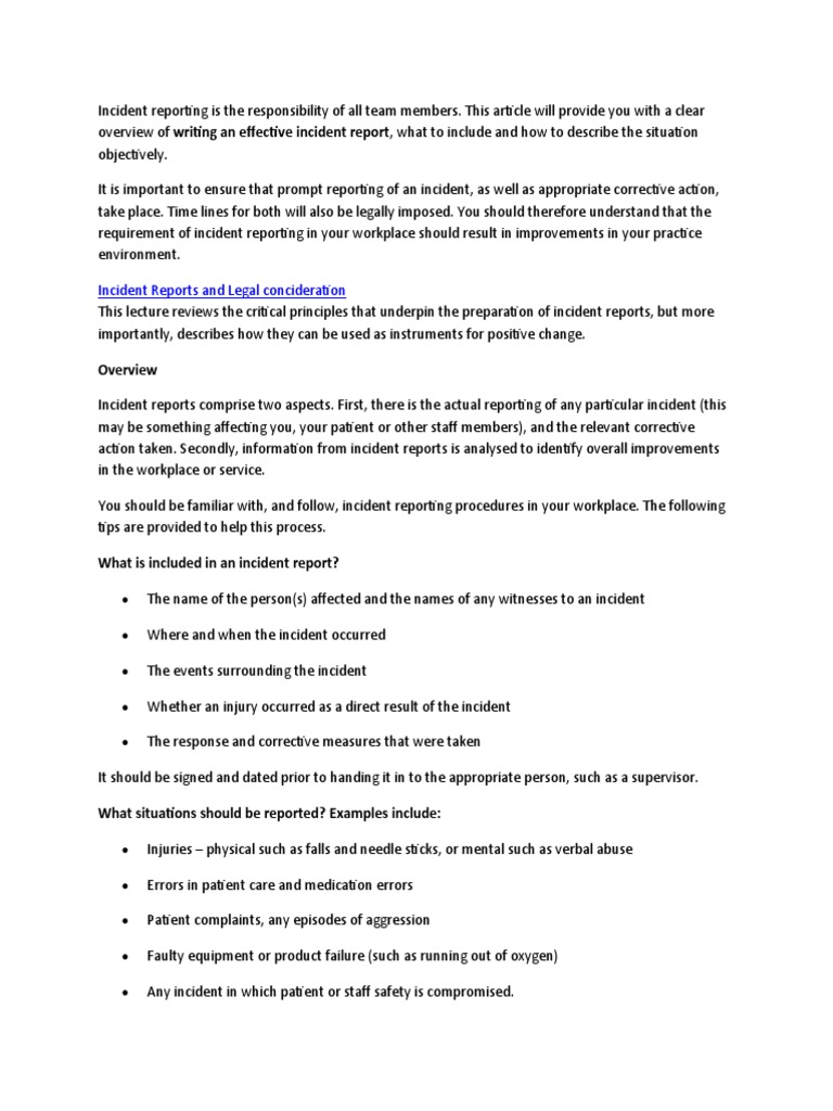 Incident Report Writing | PDF | Patient | Medical Error
