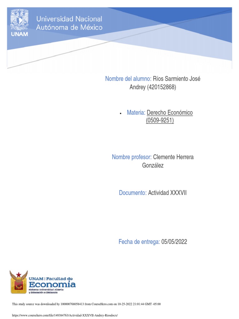 Actividad de Derecho Económico: Andrey Ríos | PDF | México | Innovación