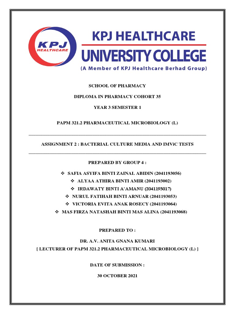 LAB REPORT BACTERIAL CULTURE MEDIA AND IMViC TESTS | PDF | Growth ...