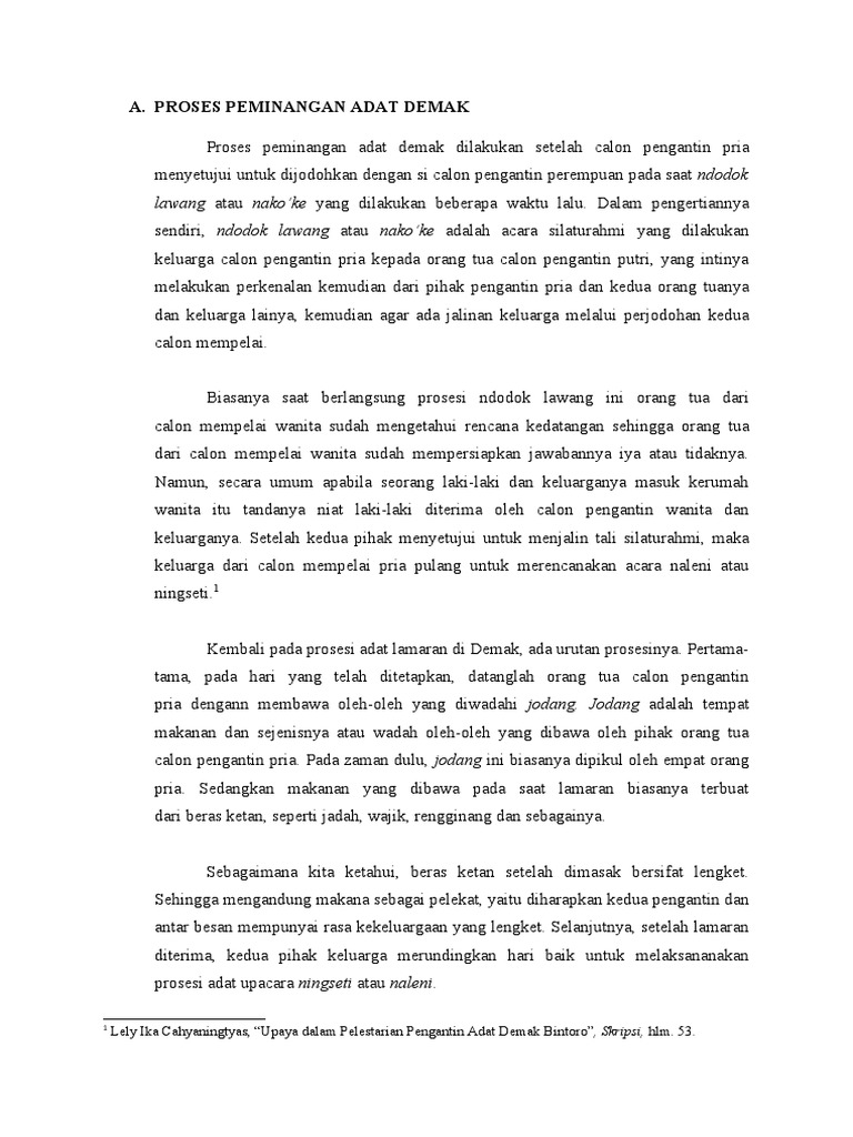 Proses Peminangan Perkawinan Adat Demak | PDF | Agama & Spiritualitas