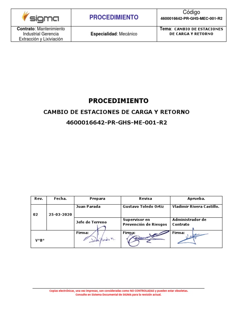 4600016642-PR-GHS-ME-001-R2 Cambio de Polines y Estaciones de Polines | PDF | Riesgo | Seguridad ...