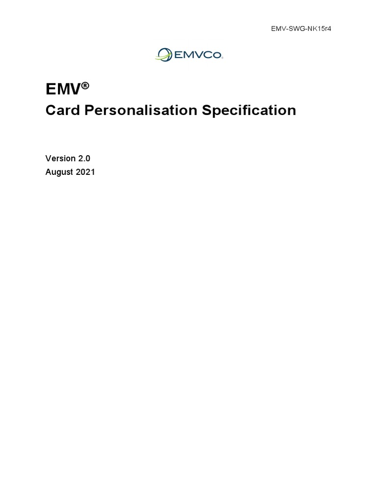 EMV SWG NK15r4 EMVCo Card Personalisation Specification With AES 4august2021 | PDF | Emv ...