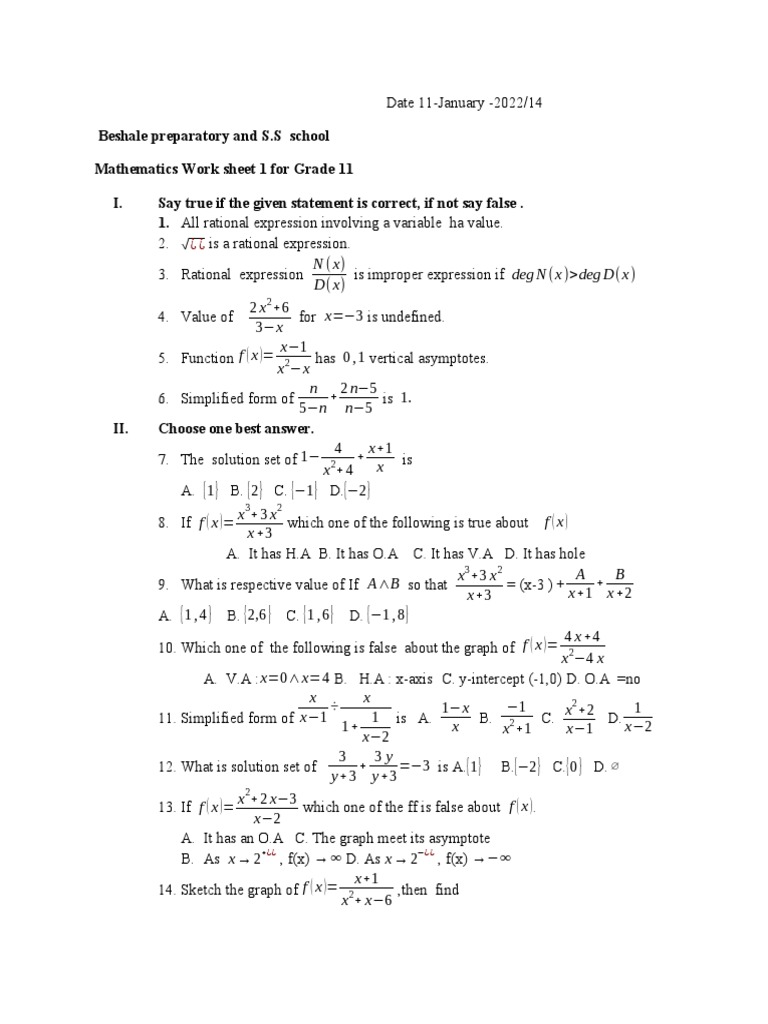 Maths Grade 11 Unit 2 Test | PDF | Mathematical Objects | Applied ...