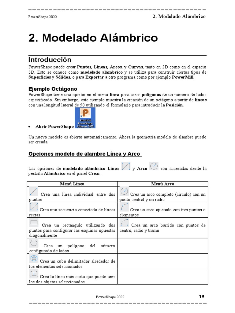 Guía de Laboratorio PowerShape # 2-. Modelado Alámbrico | PDF | Ventana (informática) | Longitud