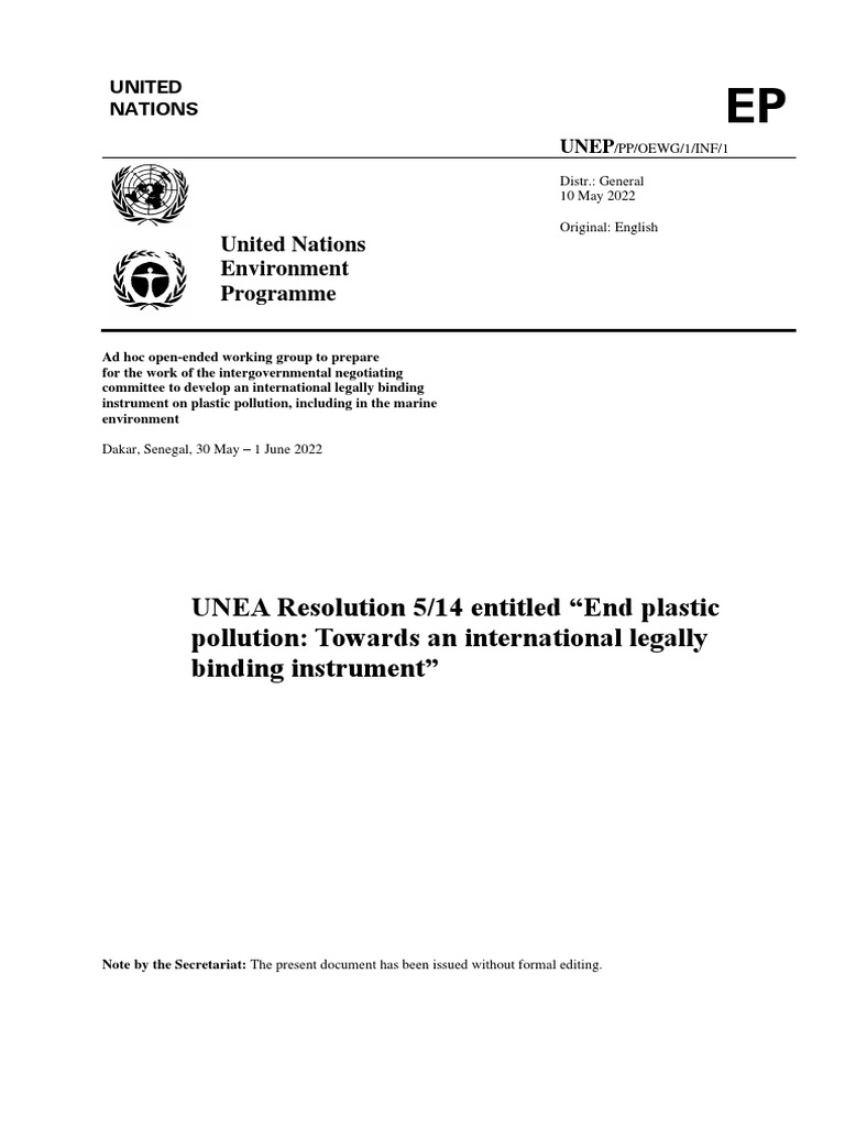 UN Environment Assembly - End Plastic Pollution: Towards An ...