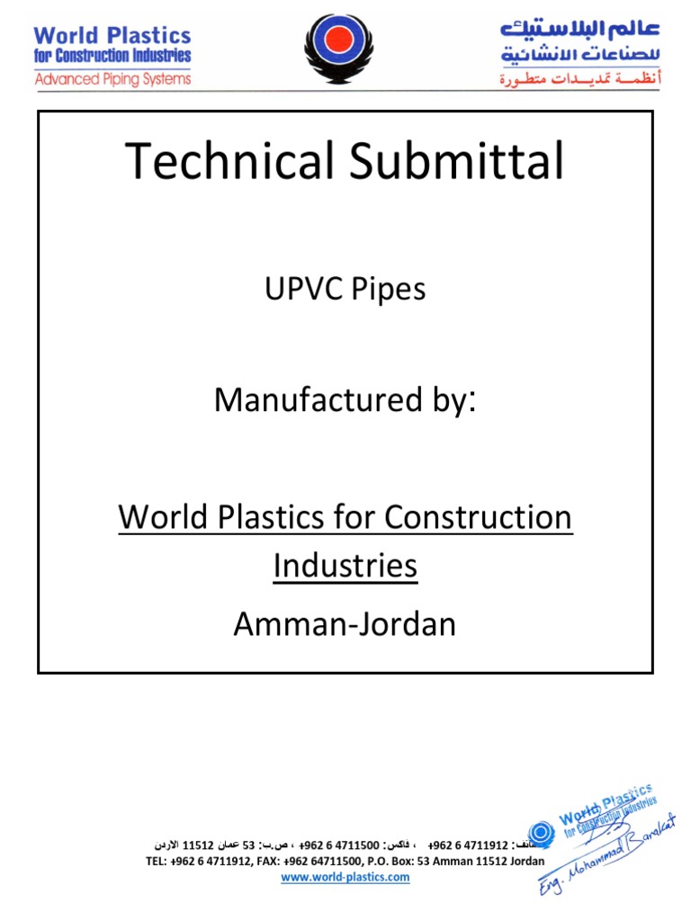 WP UPVC PIPE Submittal | PDF | Polyvinyl Chloride | Pipe (Fluid Conveyance)