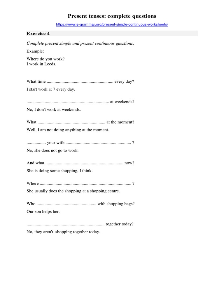 Present-Simple-Continuous-Mixed Exercises | PDF