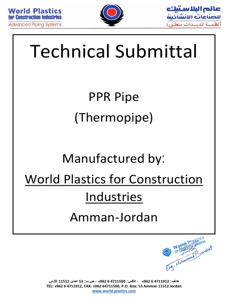 WP PPR - Thermopipe Submittal | PDF | Polyethylene | Chemical Substances