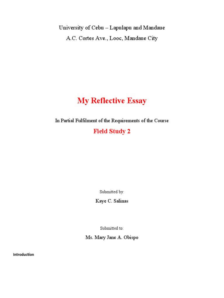 Reflective Essay | PDF | Experience | Mind