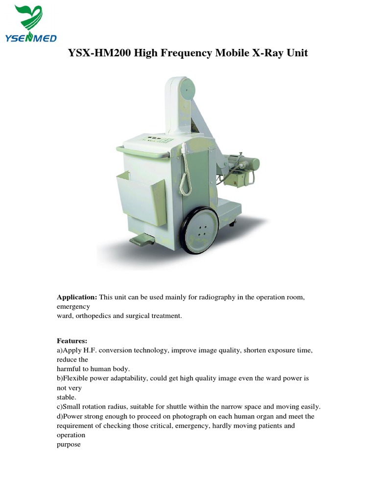 YSX-HM200 High Frequency Mobile X-Ray Unit | PDF | X Ray | Vacuum Tube