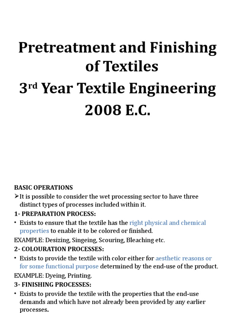 Textile Pretreatment and Desizing Process | PDF | Hydrogen Peroxide ...