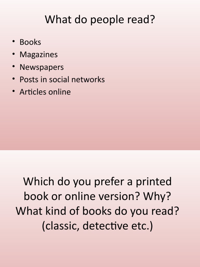 What Do People Read?: - Books - Magazines - Newspapers - Posts in ...