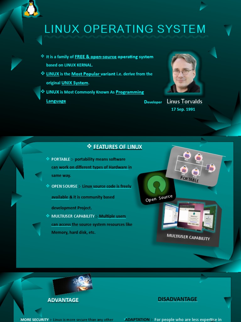 Linux OS: Features, Advantages & History | PDF | Technology & Engineering