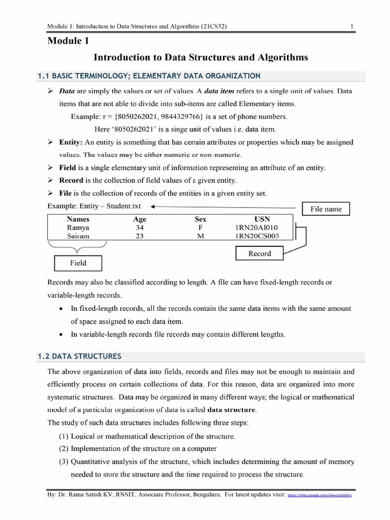DSA Module1 Notes | PDF