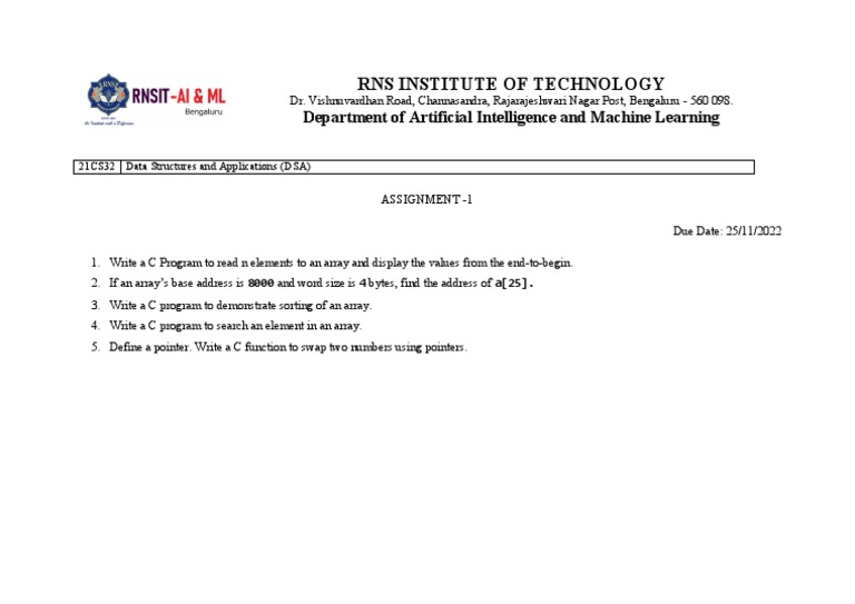 DSA Assignment 1 | PDF | Computers