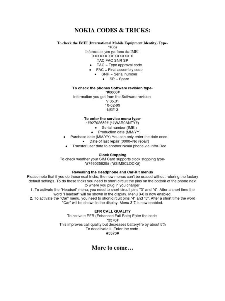 Hacking - Nokia Phone Hack Codes | PDF | Mobile Computers | Mobile ...