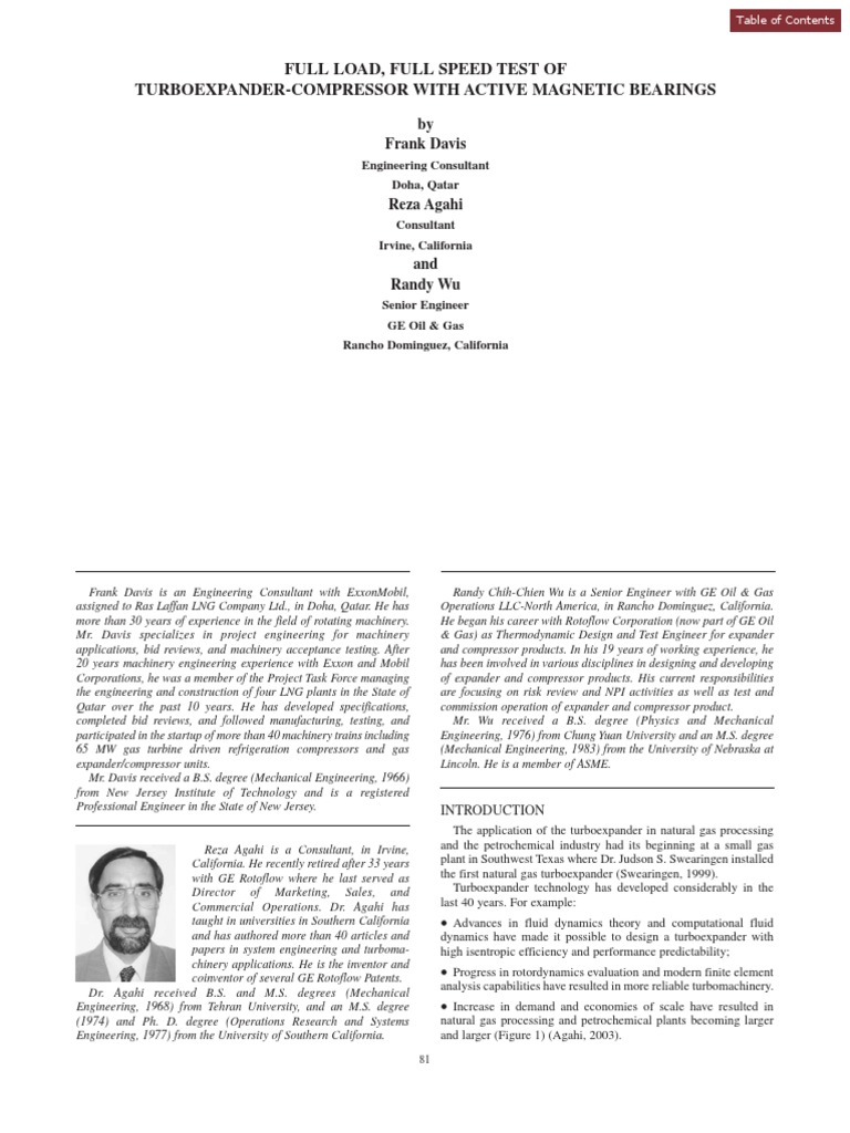 Turbo Expander Compressor | PDF | Bearing (Mechanical) | Valve