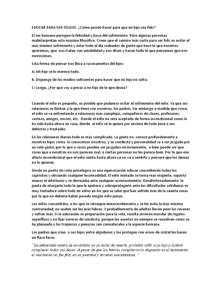 Educar para Ser Felices | PDF | Sufrimiento | Felicidad