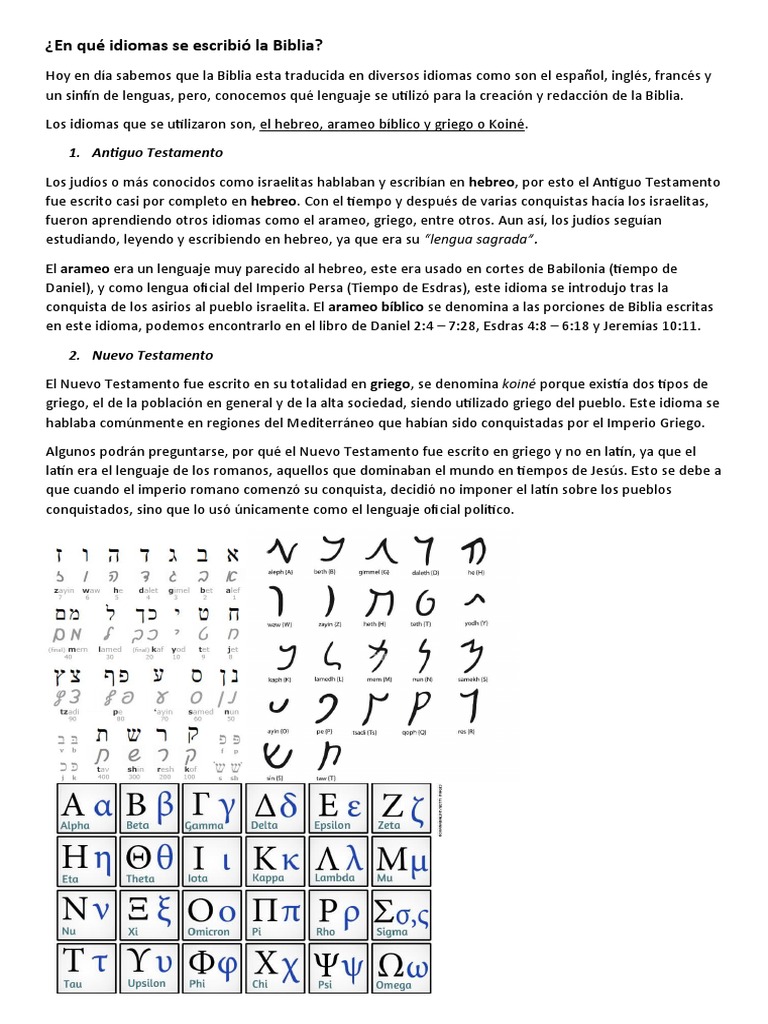 En Qué Idiomas Se Escribió La Biblia | PDF