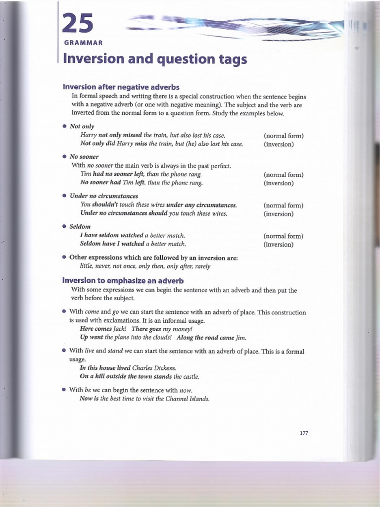 Grammar 25 - Inversion and Question Tags | PDF